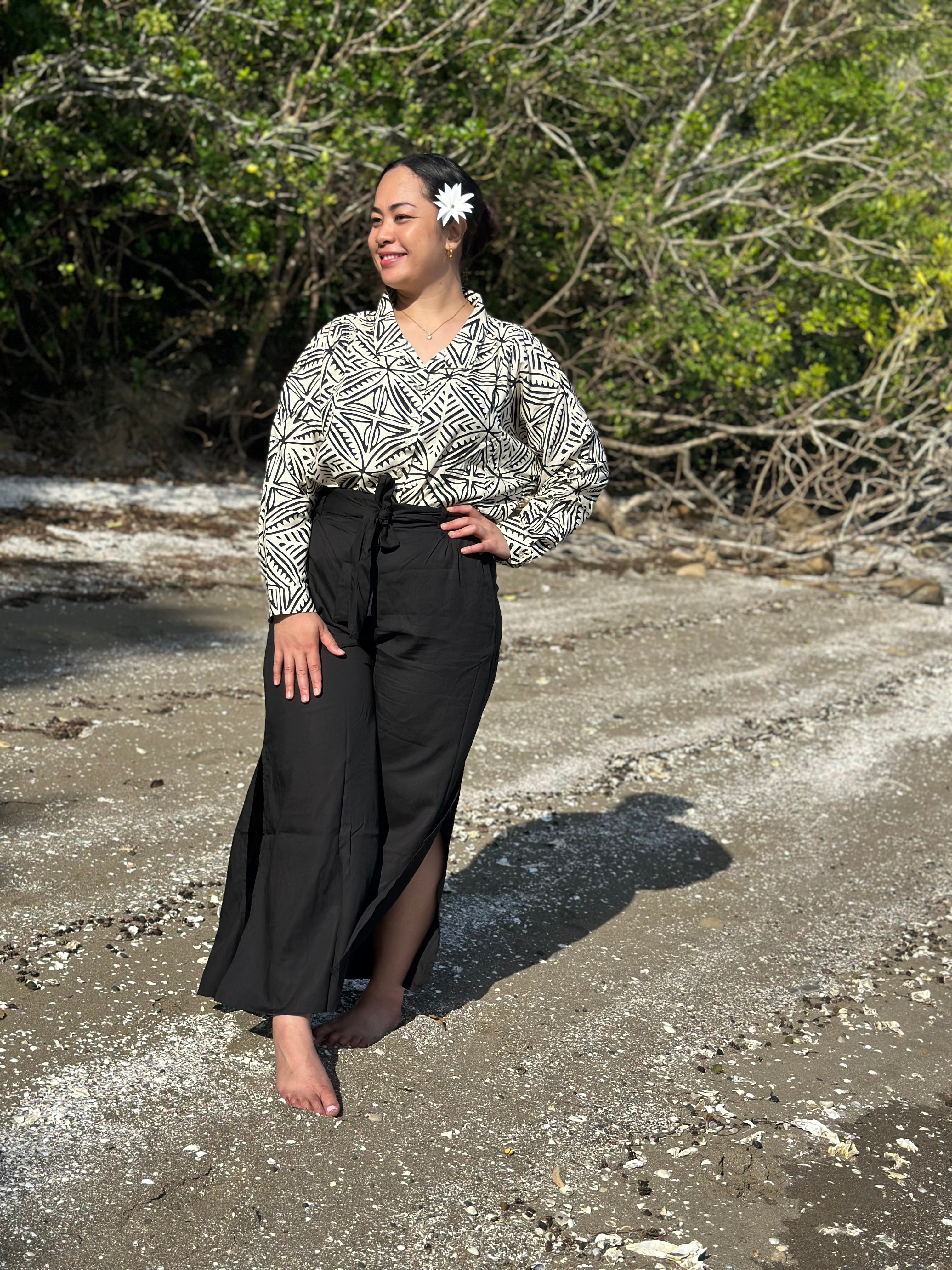 VAILOA DOLMAN BUTTON TOP TT168 BLACK – www.tanoa.co.nz