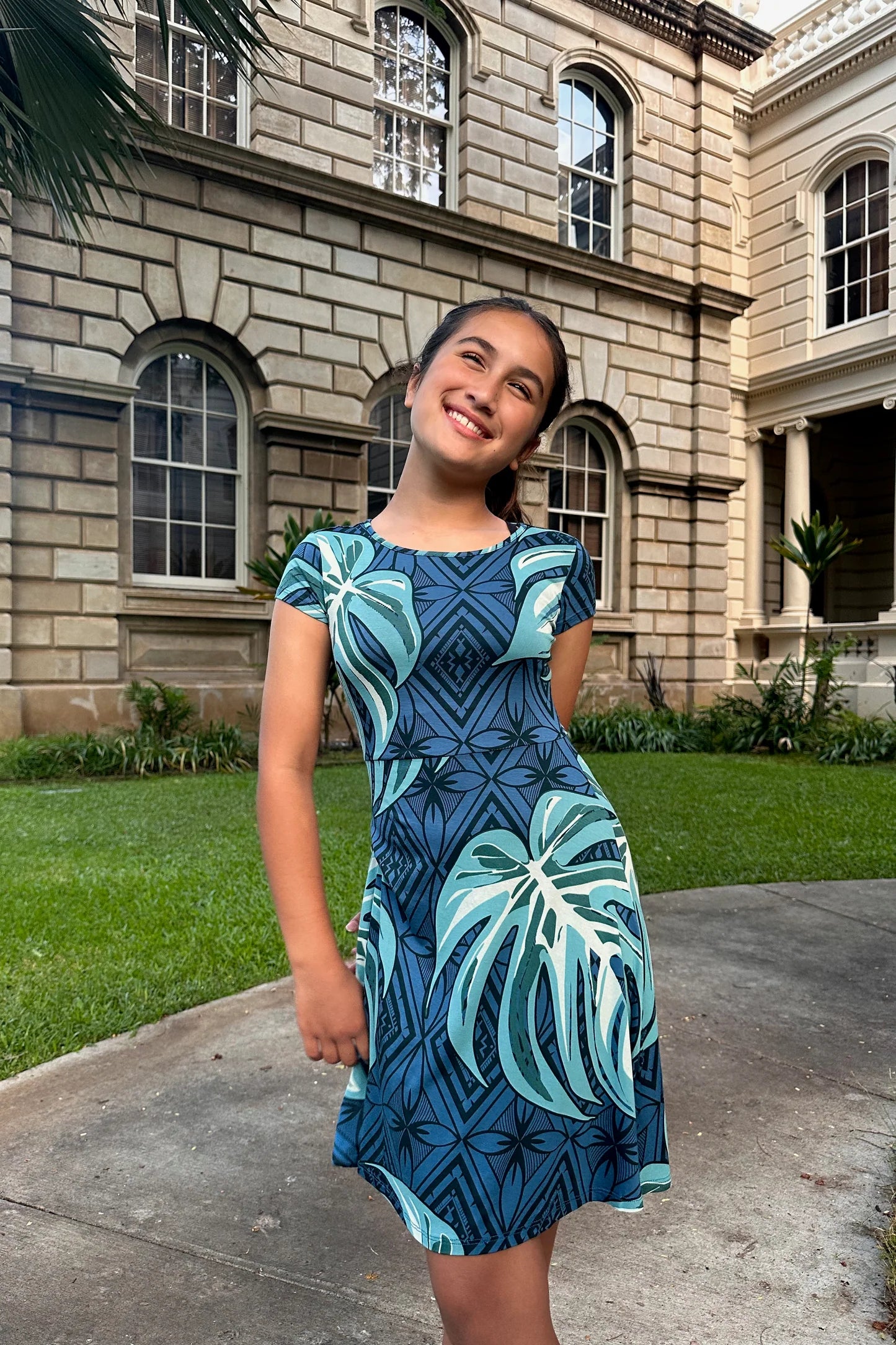 LE LAGI GIRL'S DRESS-TD803 BLUE – www.tanoa.co.nz