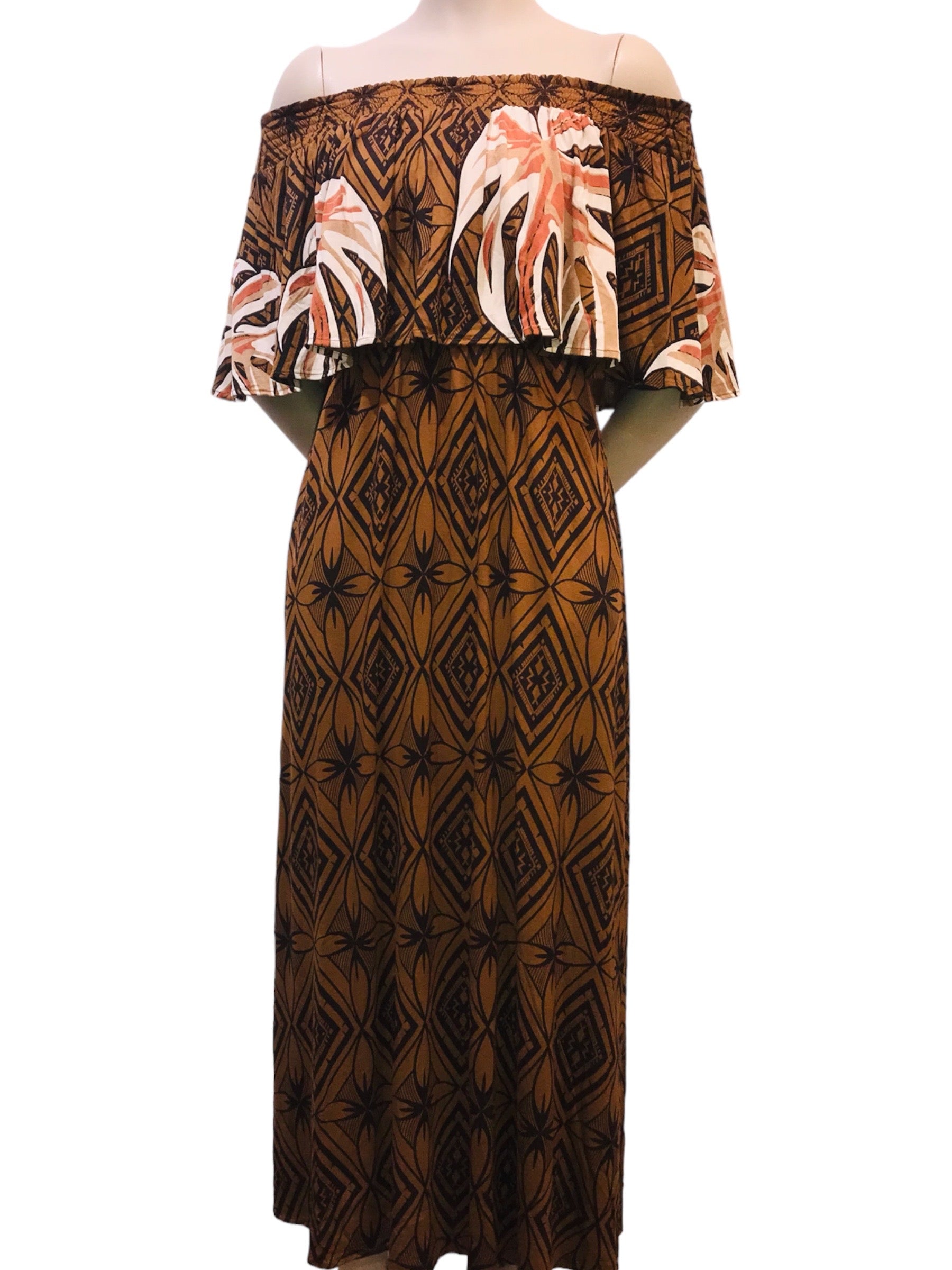 LE LAGI HOLOKU DRESS-TD158 BROWN – www.tanoa.co.nz