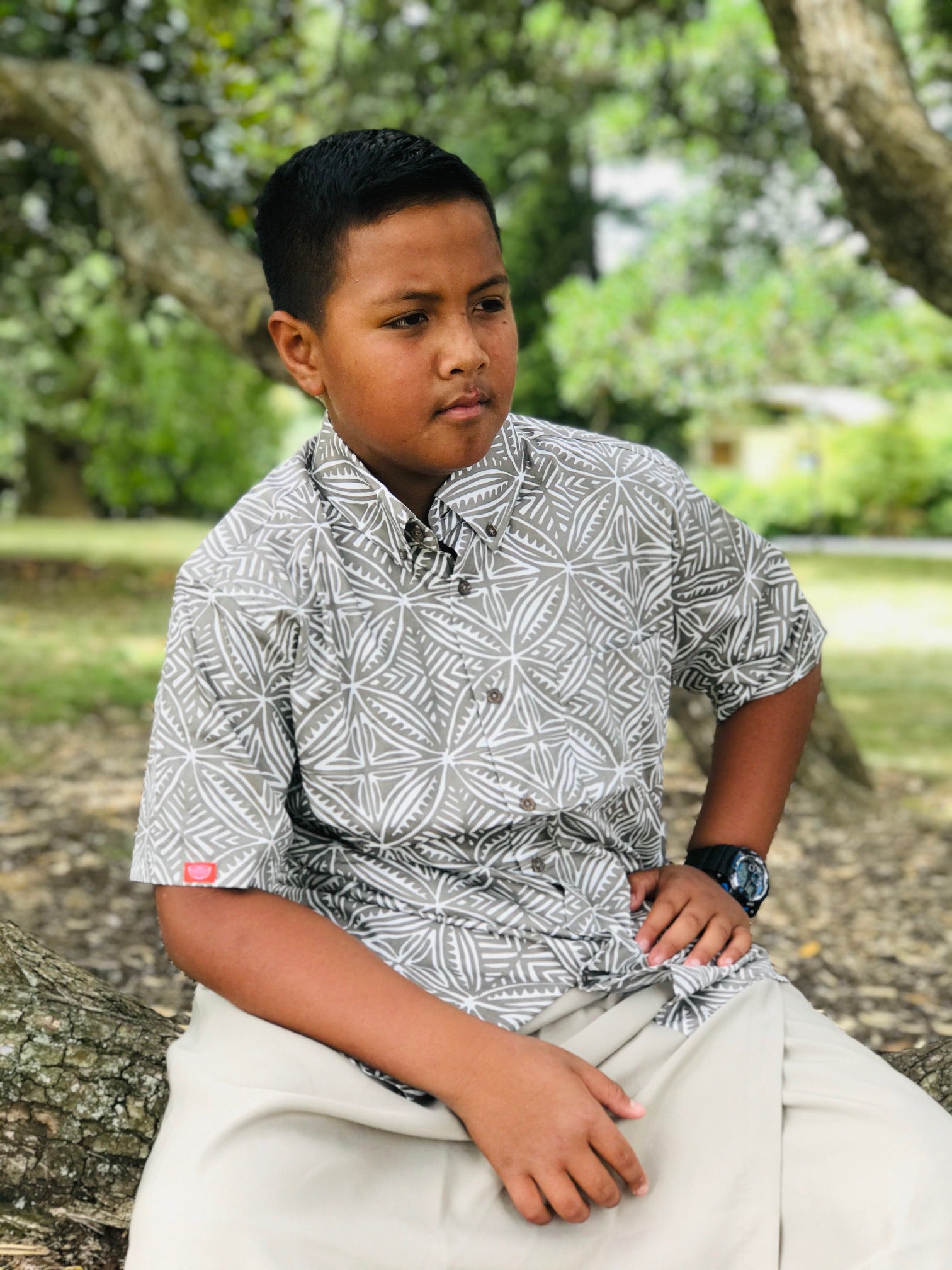 Men's Shirt Tapa Flower Grey TSS003 – www.tanoa.co.nz